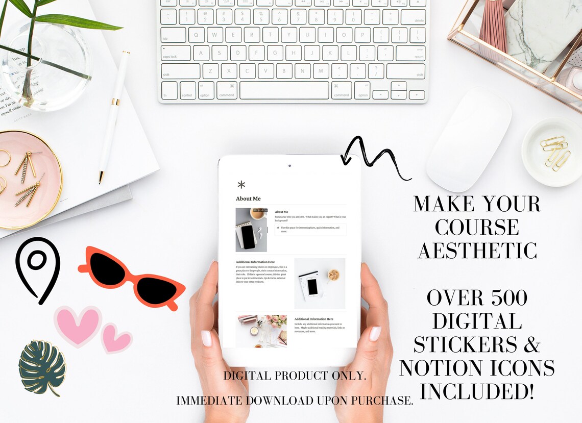 Notion Course Template Blush Edition, Course Creator, Digital Course ...