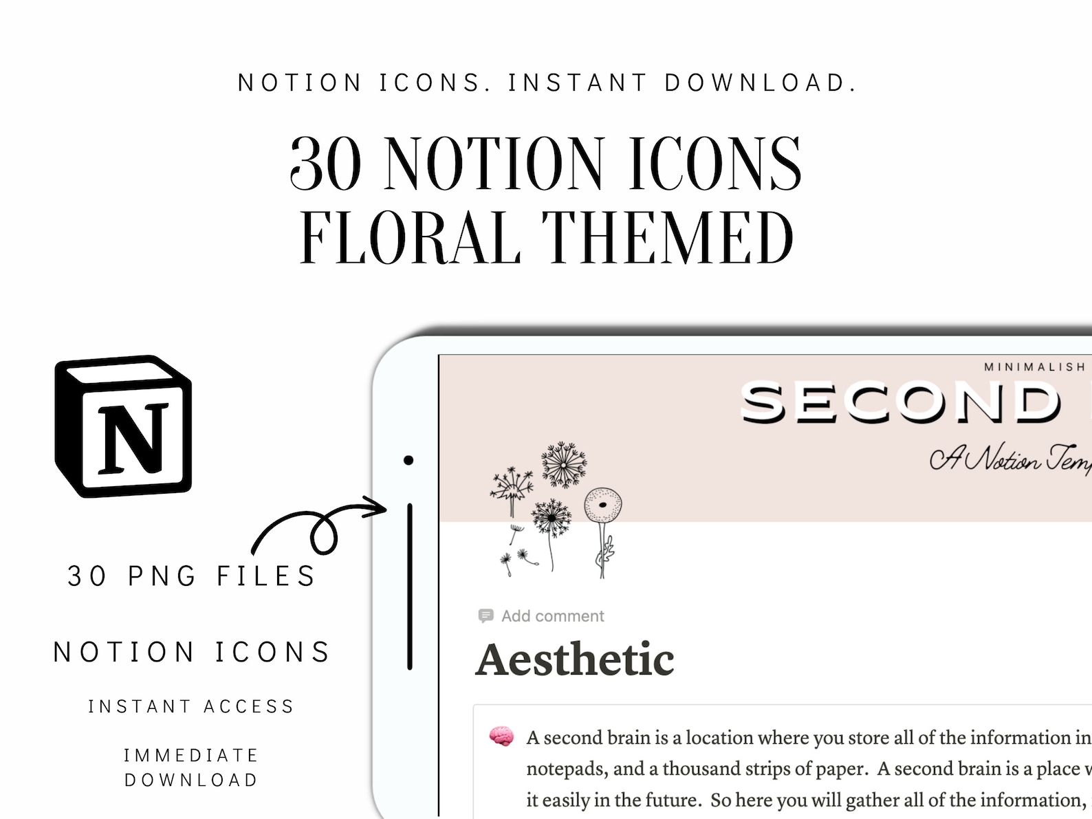 Floral Notion Icons: 30 PNG Files (digital Download) - Etsy