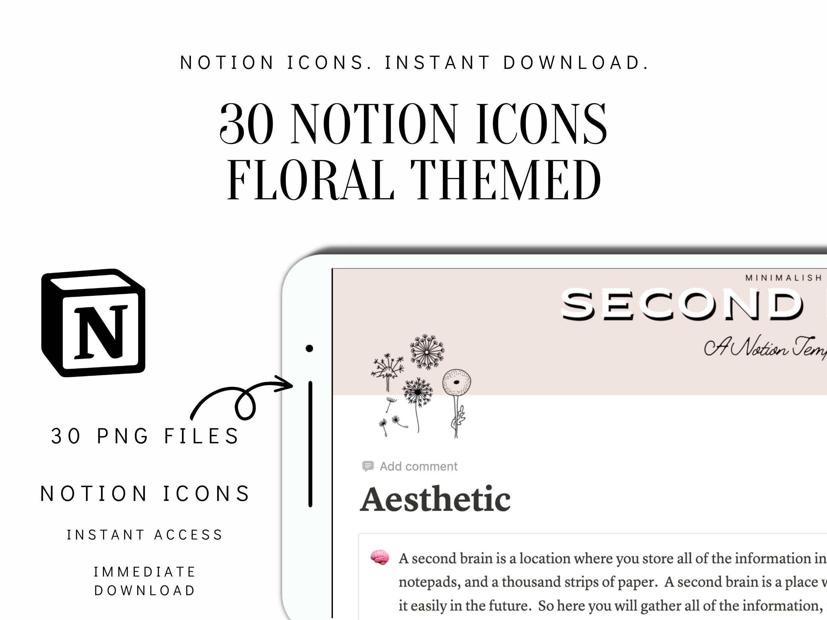 Notion Templates Icons Notion Icon Files Custom Notion Floral Icons ...