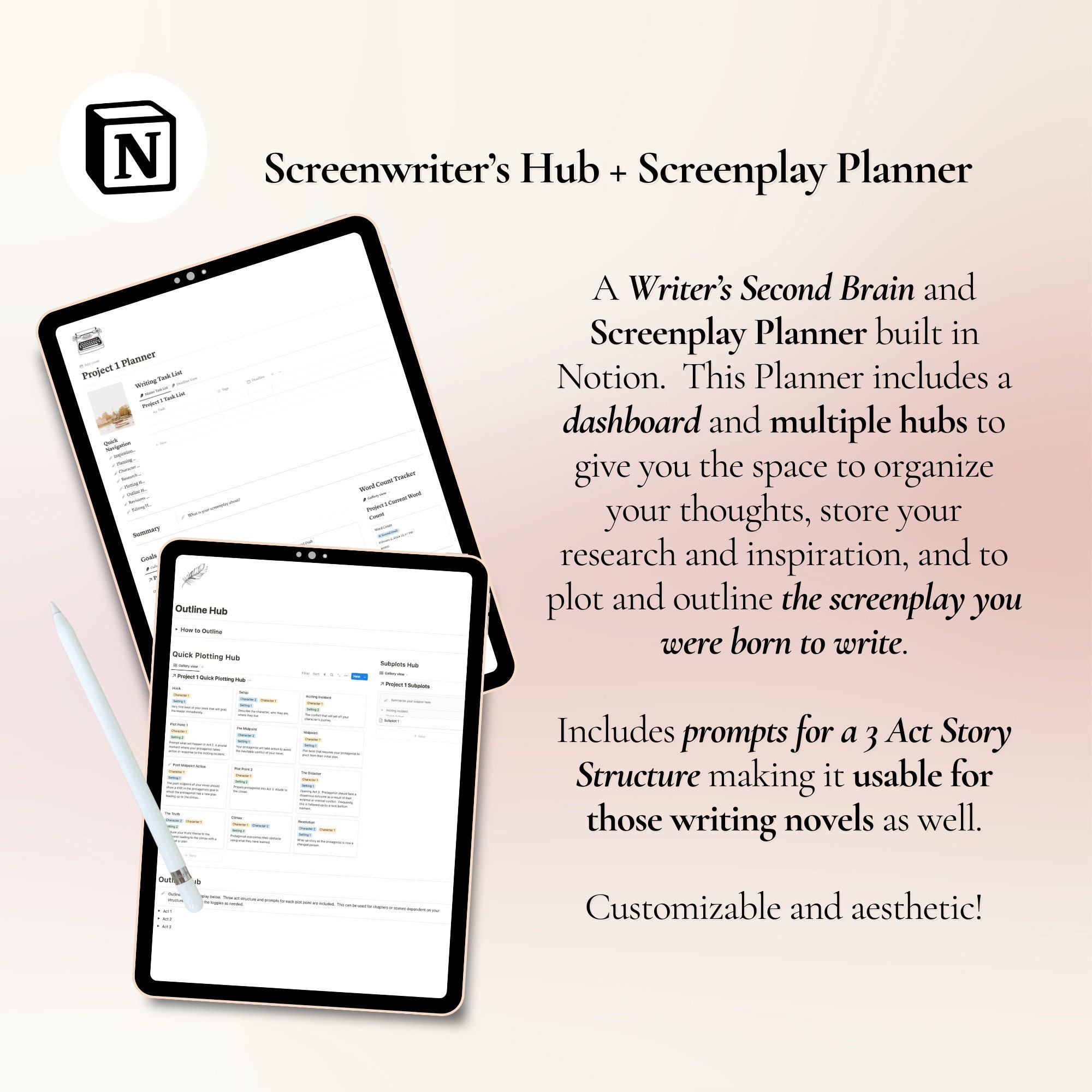 Notion Template for Screenwriters Planner Screenplay Planner ...