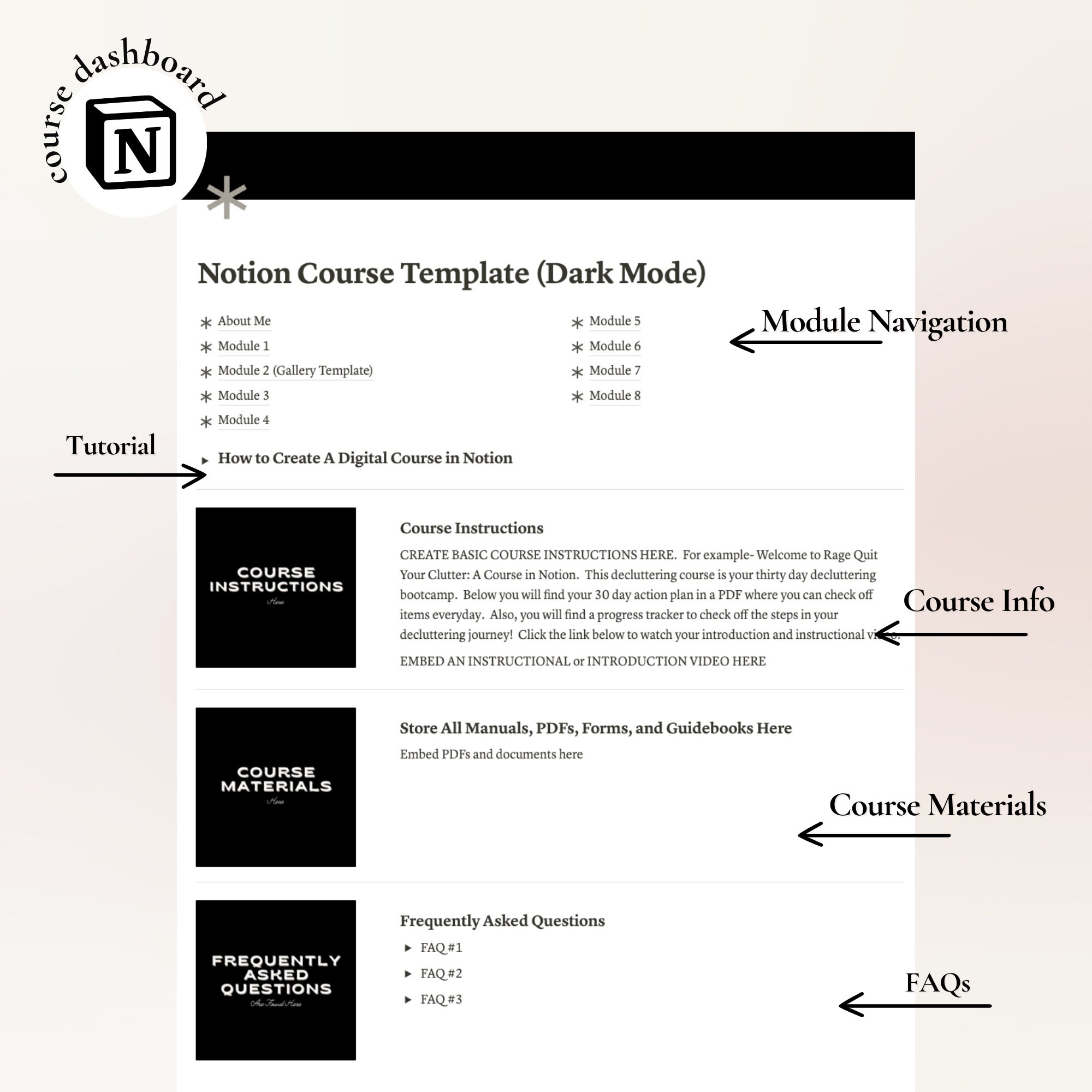 Notion Course Template, Course Creator, Digital Course Template ...