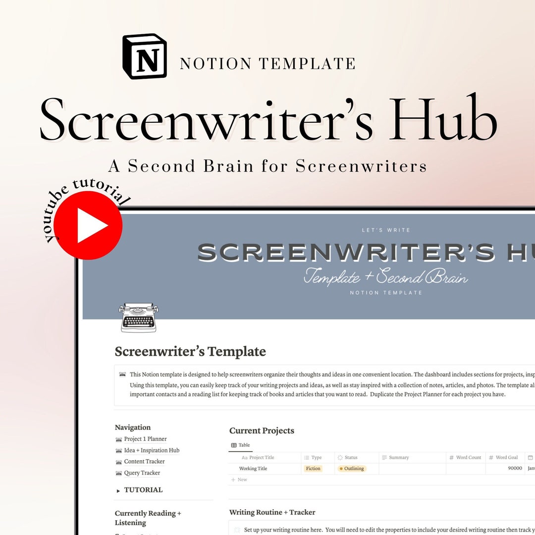 Notion Template for Screenwriters Planner Screenplay Planner ...