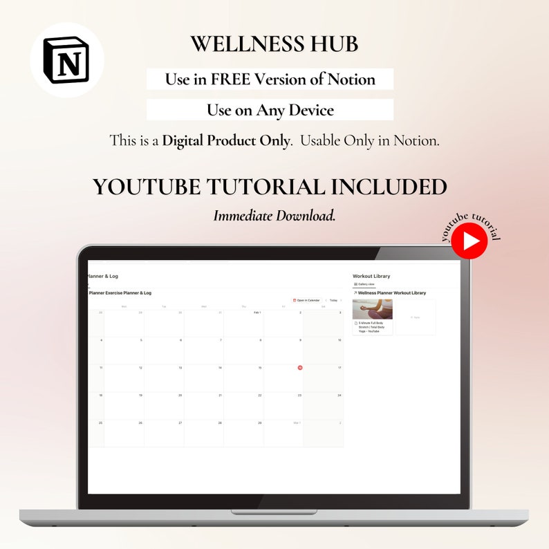 Notion Wellness Planner Notion Template Journal Notion Template ...