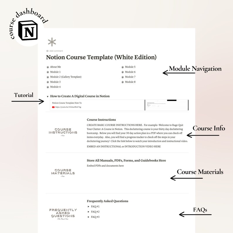 Notion Course Template Light Edition, Course Creator, Digital Course ...