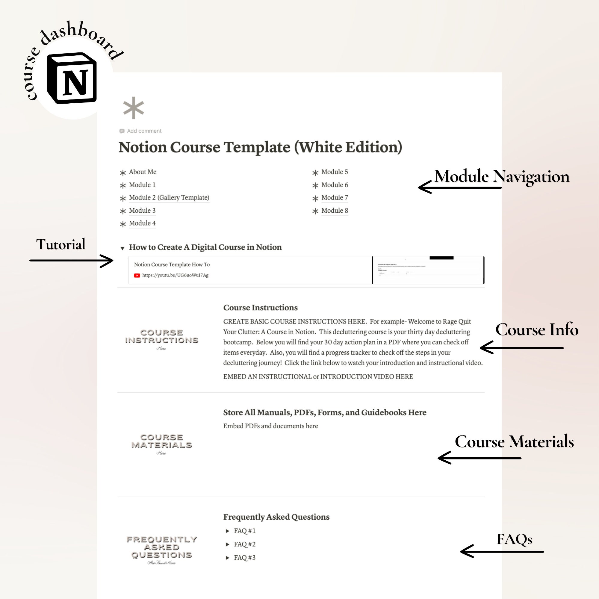 Notion Course Template Light Edition, Course Creator, Digital Course ...