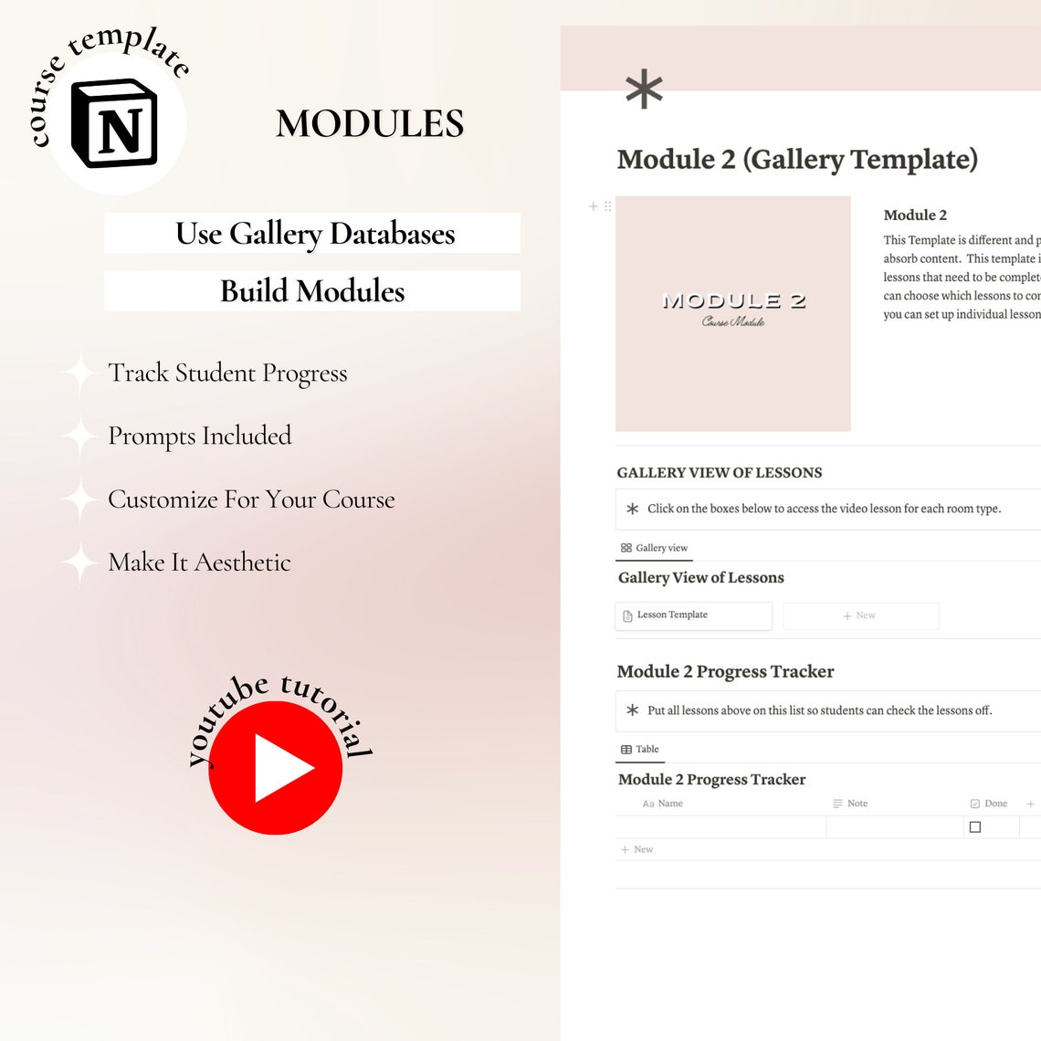 Notion Course Template Blush Edition, Course Creator, Digital Course ...