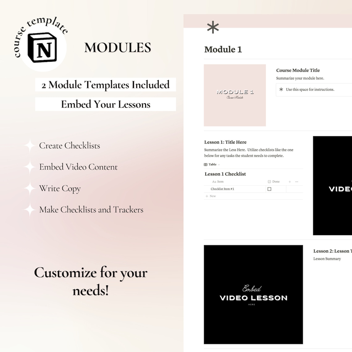 Notion Course Template Blush Edition, Course Creator, Digital Course ...