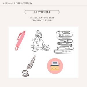 Digital Sticker Set for Writers Writing Digital Stickers Notion Icons ...