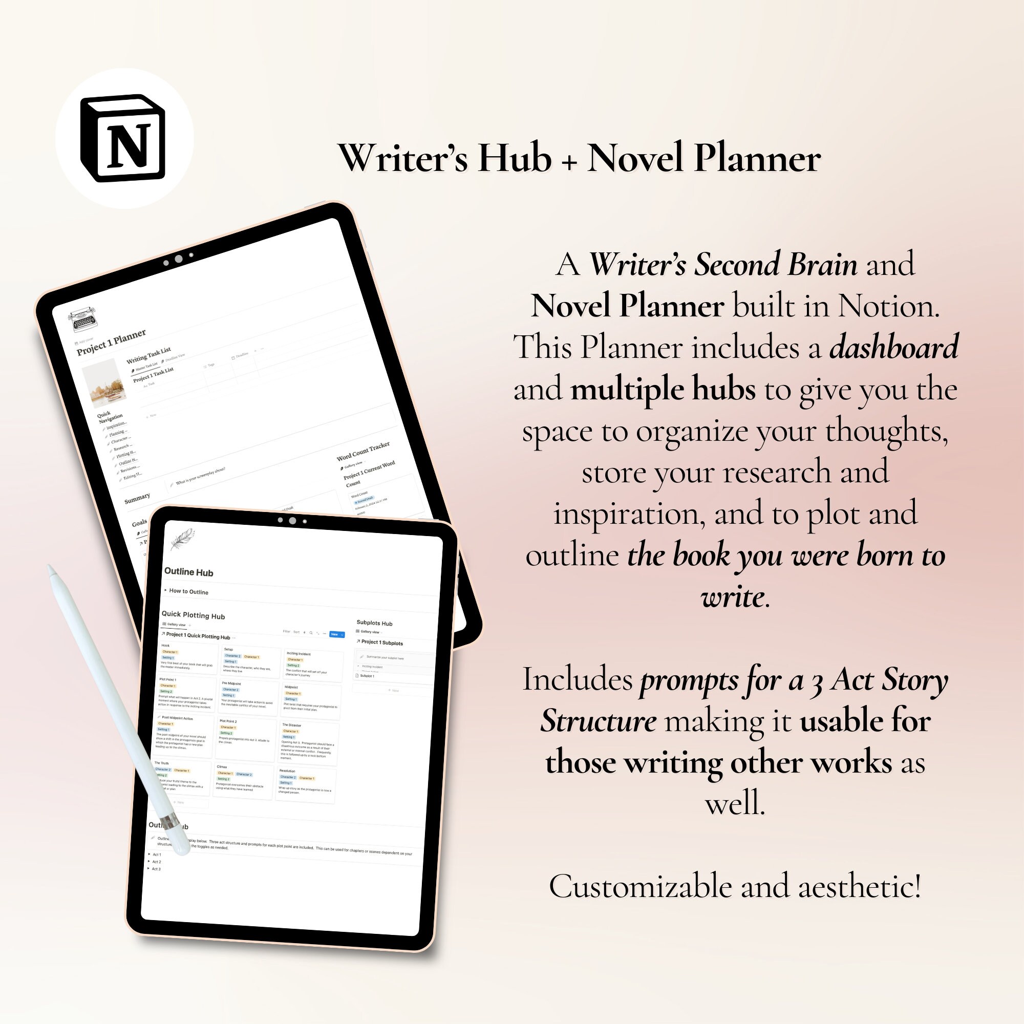 Creative Nonfiction Book Planner Notion Template Nonfiction Writer Hub ...