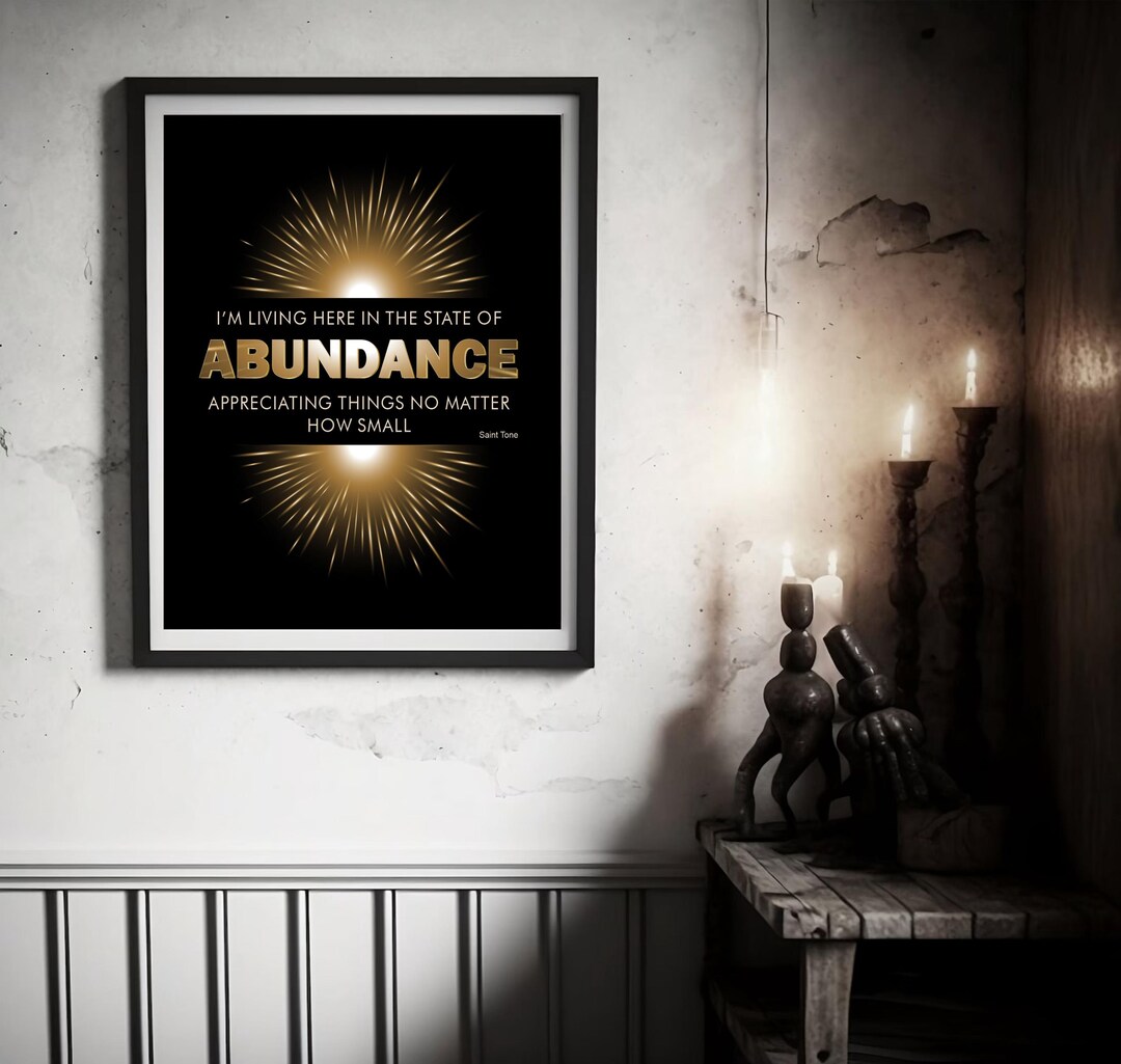 Living in the State of Abundance Poster, Positive Quote, Motivational ...