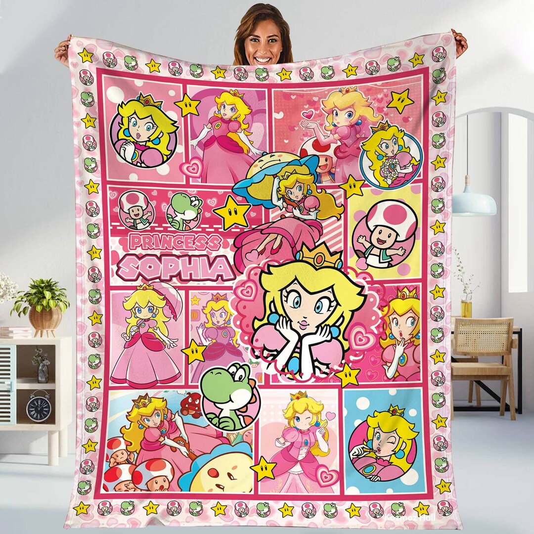 Super Mario Bros Princess Peach Fleece Blanket Super Mario - Etsy