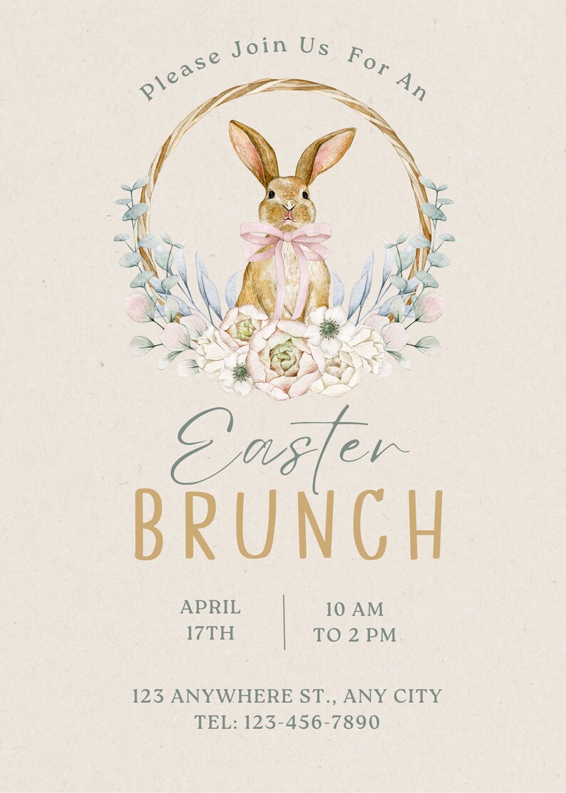 Easter Brunch/lunch/dinner Invitation Template - Etsy