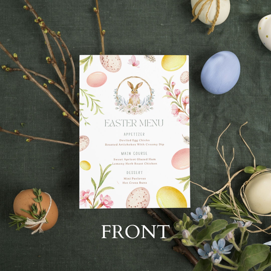 Printable Easter Celebration Menu - Brunch/lunch/dinner/high Tea Menu ...