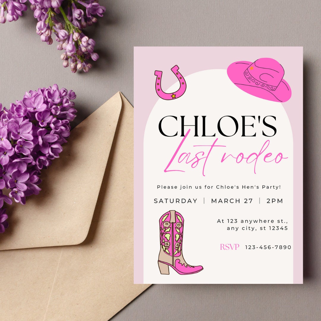 Last Rodeo! Cowgirl Hen's Party Invitation Template - Etsy