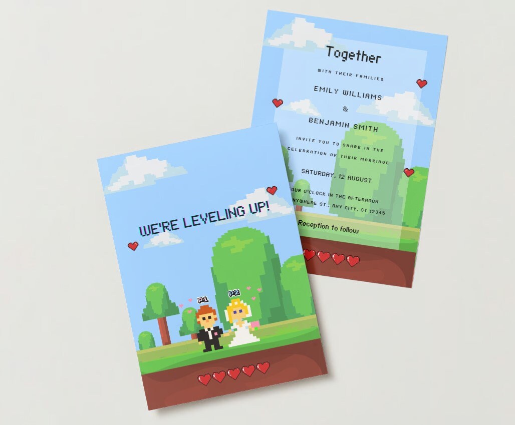 Gaming Leveling up Wedding Invitation Template Only. - Etsy