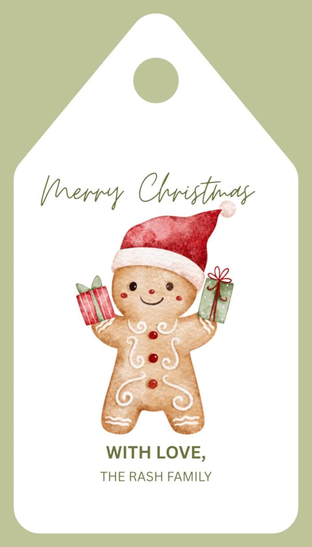 Editable Gingerbread Christmas Gift Tag Template - Etsy