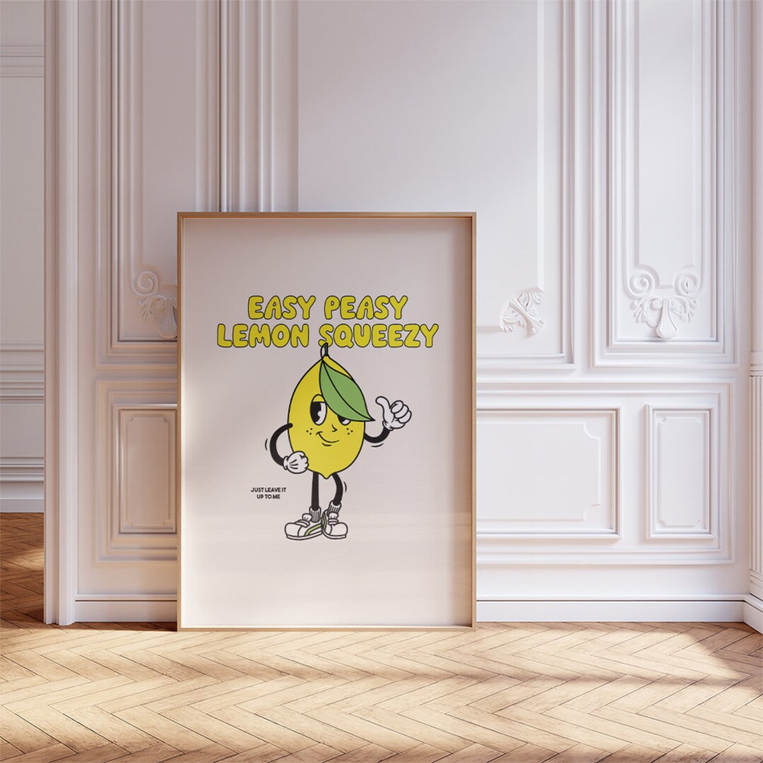 Easy Peasy Lemon Squeezy Print, Retro Print, Retro Cartoon Art, Retro ...