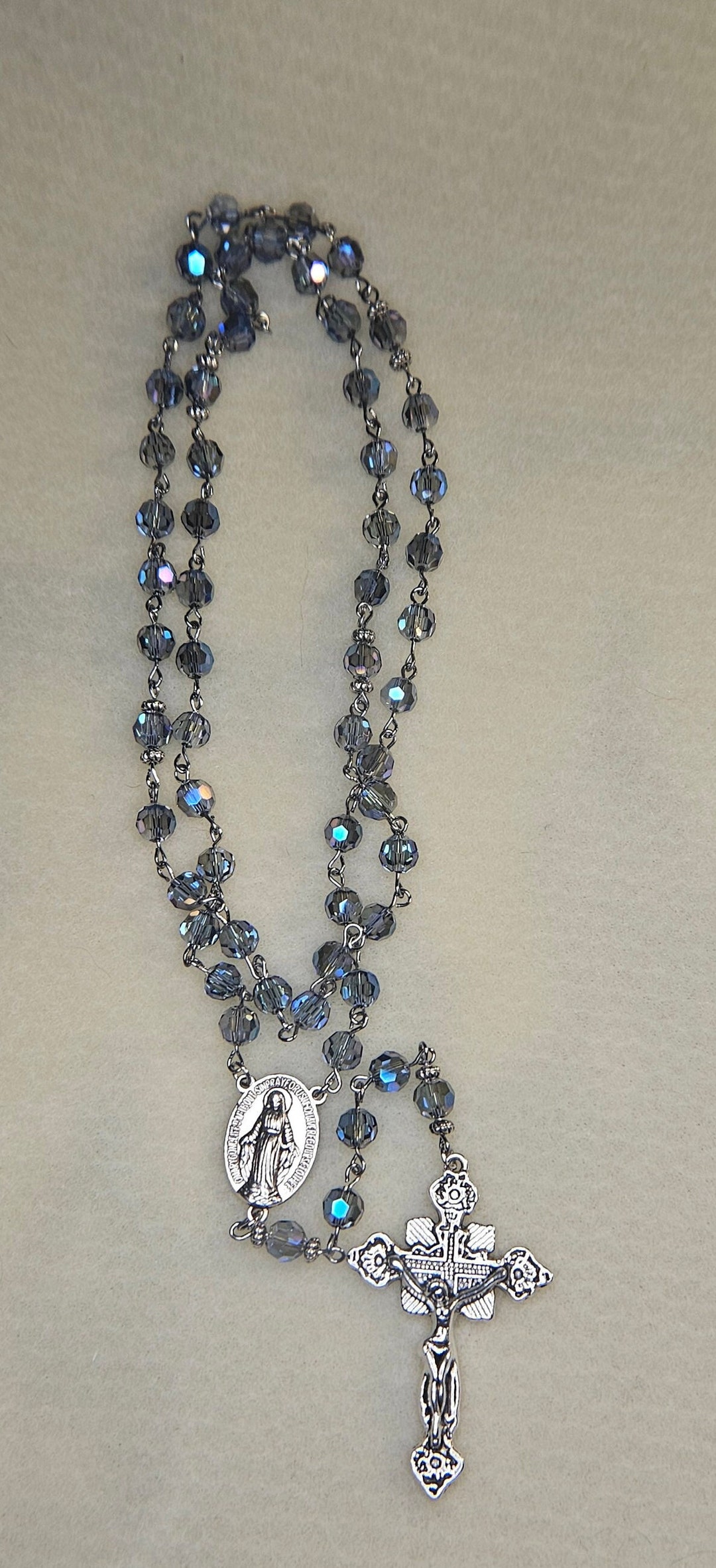 Smoky Blue Gray Rosary - Etsy