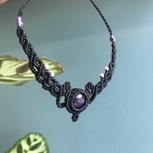Victorian Amethyst/ Macrame Necklace/ Amethyst Stone/ Semi Precious ...