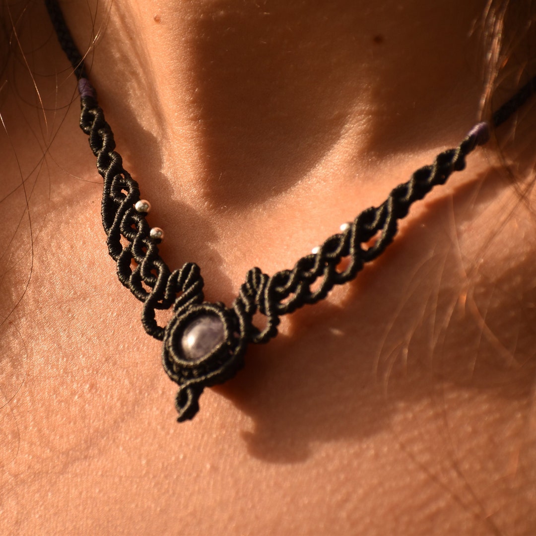 Victorian Amethyst/ Macrame Necklace/ Amethyst Stone/ Semi Precious ...