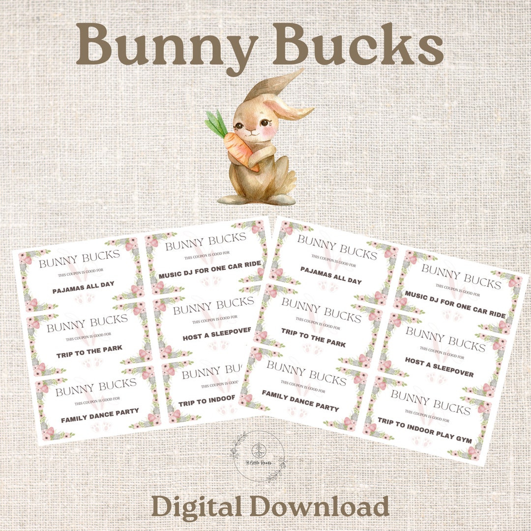 Bunny Bucks | Candy Free Easter Egg Fillers | Easter Egg Hunt | Digital ...