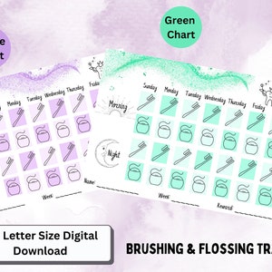 Printable Brushing Chart | Flossing Chart | Kids Reward Chart | Tooth ...
