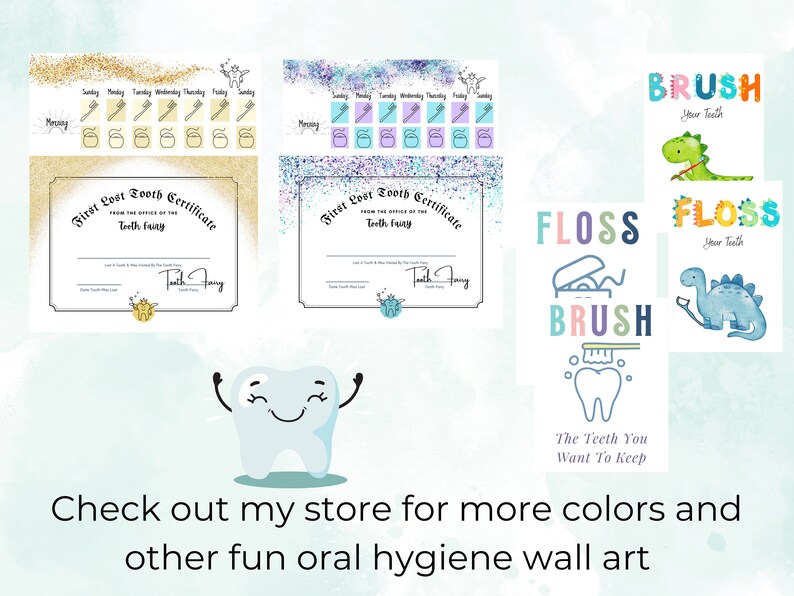 Printable Brushing Chart | Flossing Chart | Kids Reward Chart | Tooth ...