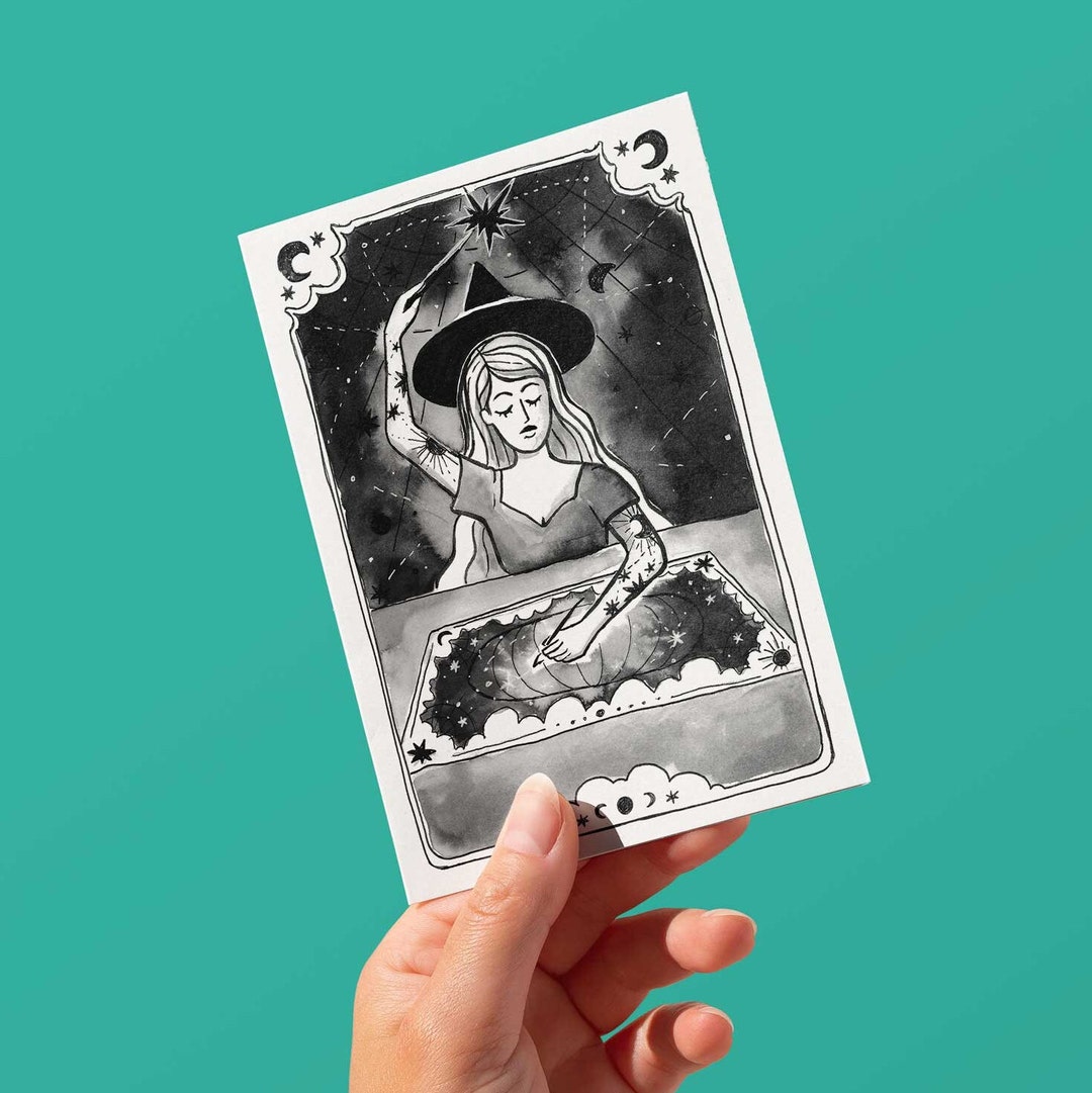 Witch Magic Stars Art Print | Inktober Drawing, Ink Illustration, Map ...