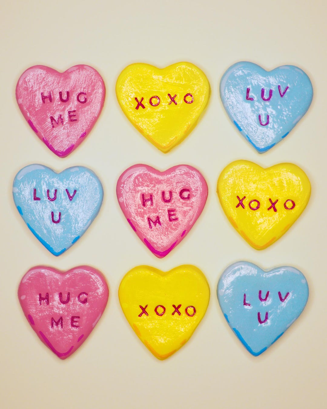 Sweet Heart Ceramic Magnets – Candy Heart Design, Cute Aesthetic Fridge ...