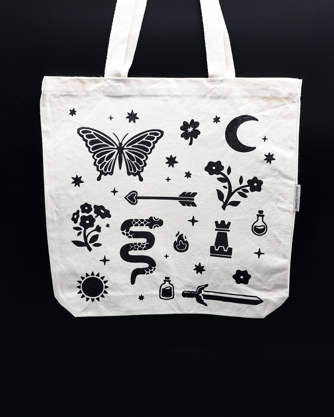 Mystical Tote Bag | Screen-printed Mystical Charms Art, Cotton Tote Bag ...