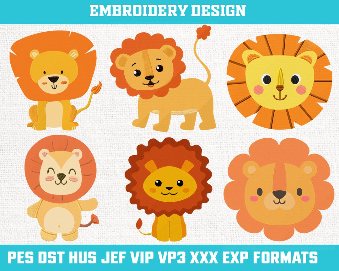 Baby Lion Embroidery Design Cute Lion Machine Embroidery - Etsy