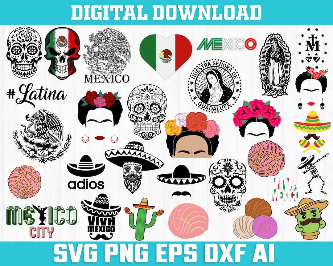 Mexican Svg, Mexica Svg, Mexia Flag, Mexico Svg, Frida Svg, Kahlo Svg ...