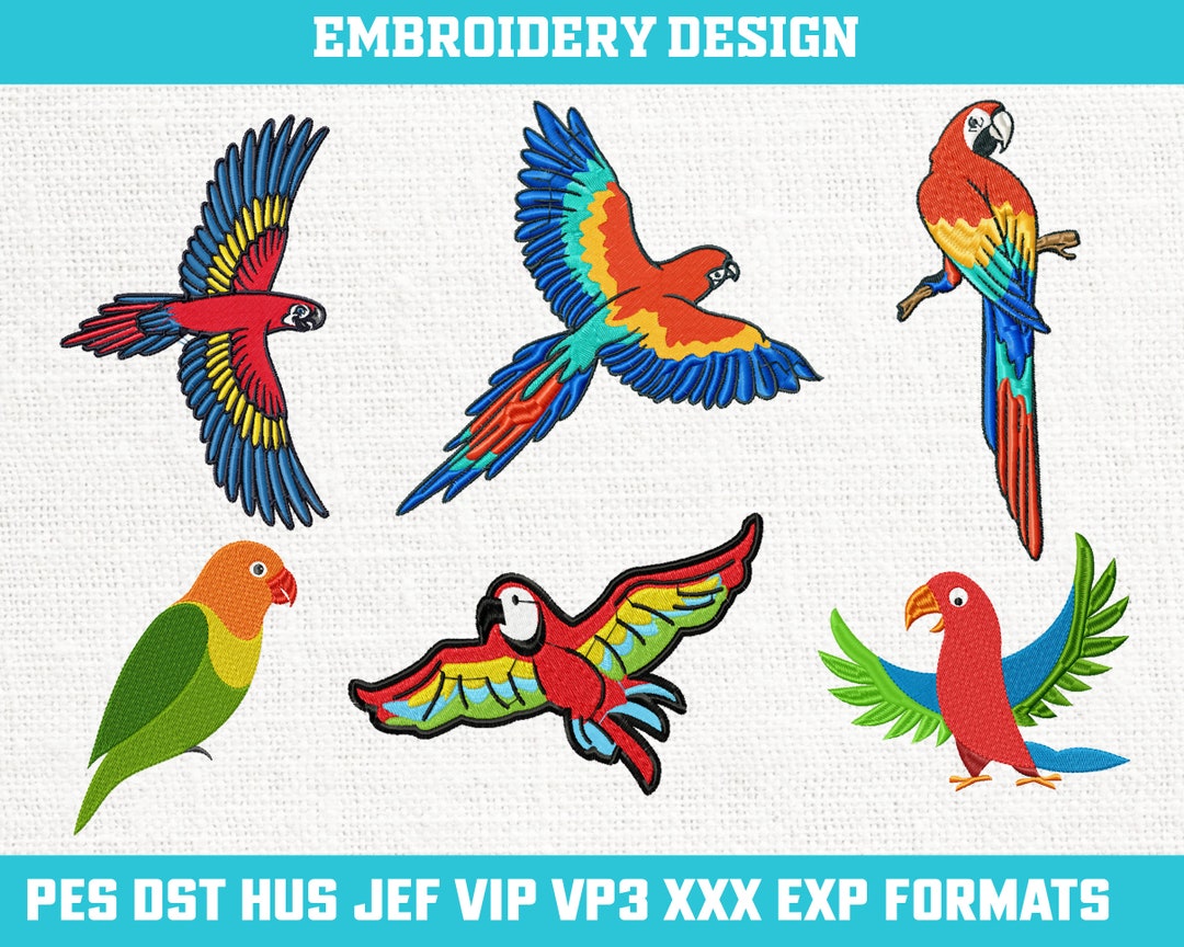 Parrot Machine Embroidery Design, Ara Parrot Embroidery Design - Etsy