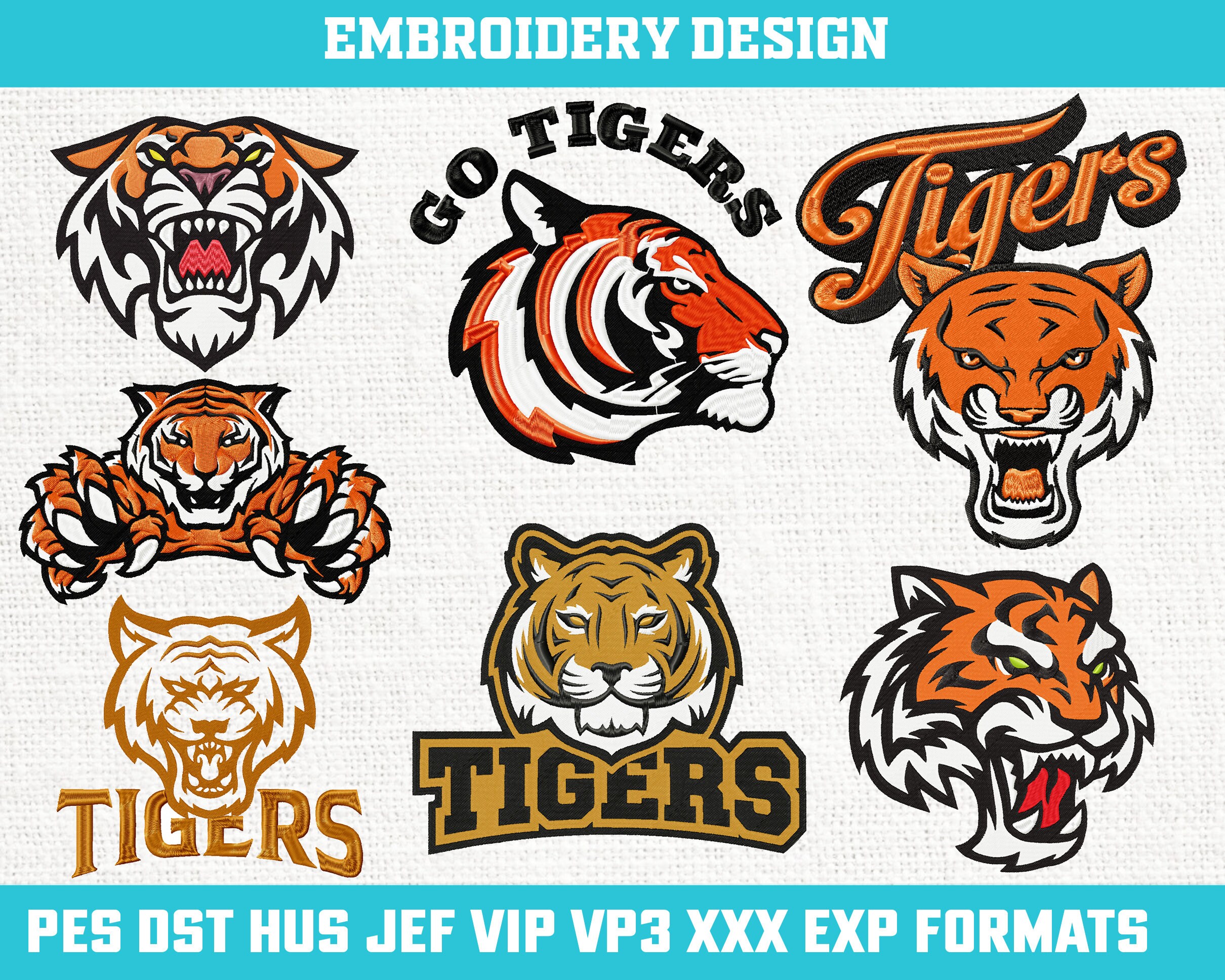 Tigers Mascot Machine Embroidery Design Tiger Logo Embroidery - Etsy