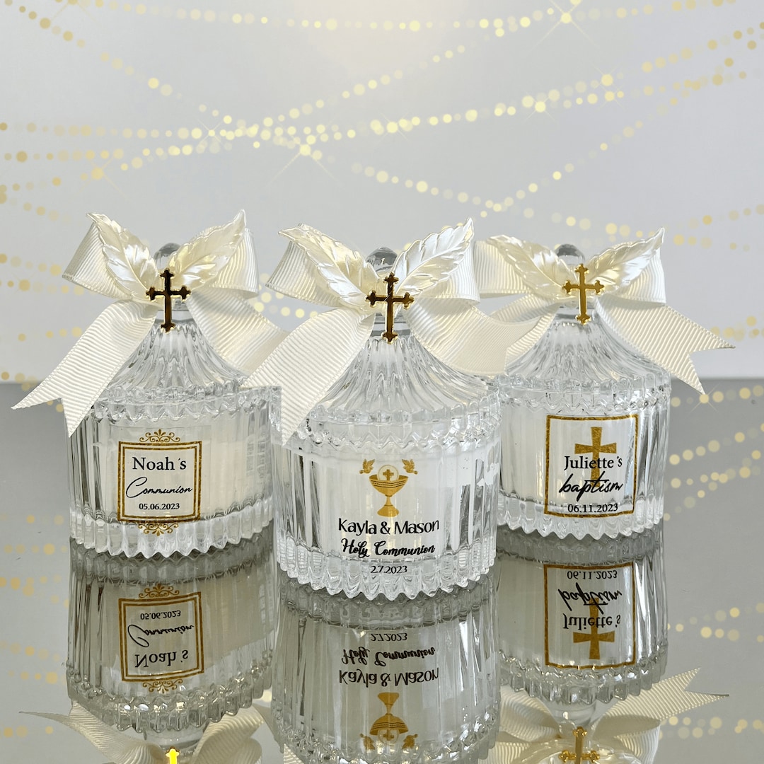 Personalized First Communion Candle Favors: Elegant Christening Gifts ...
