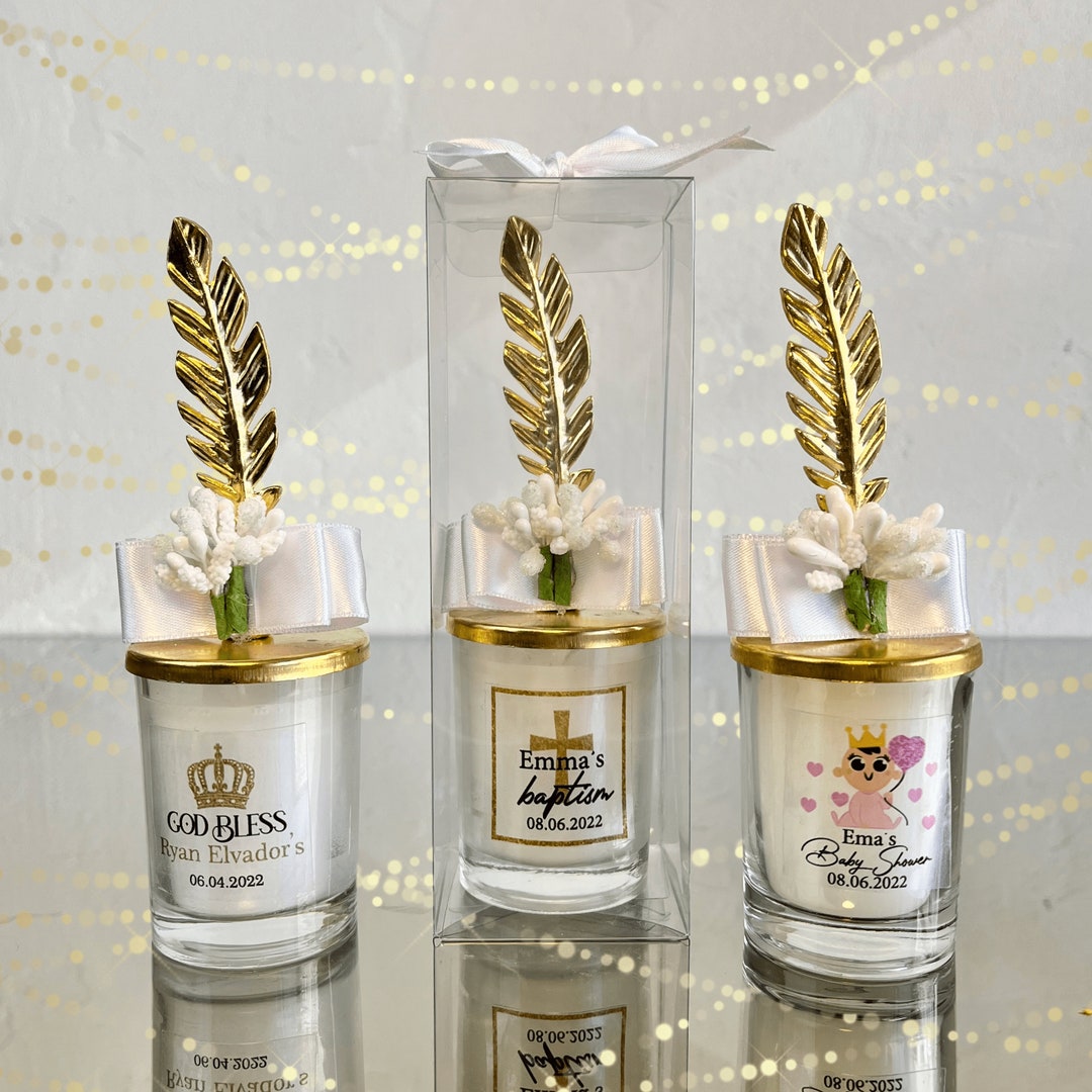Luxury First Communion Gold Favors, Baby Shower Candle Favors, Baptism ...