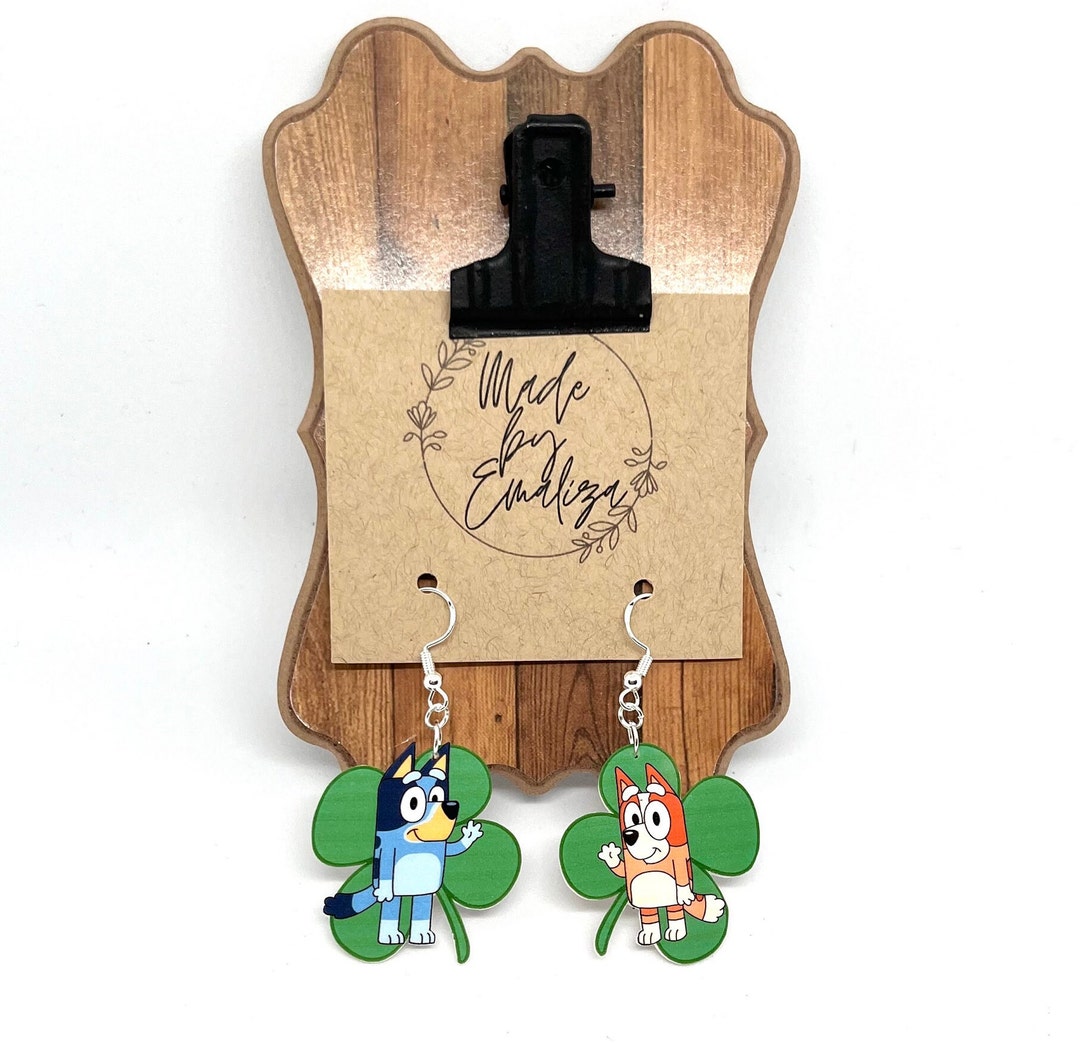 St. Patrick's Day Bluey Inspired Dangle Earrings / Bluey Jewelry ...