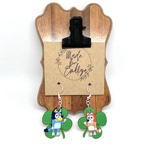 St. Patrick's Day Bluey Inspired Dangle Earrings / Bluey Jewelry ...