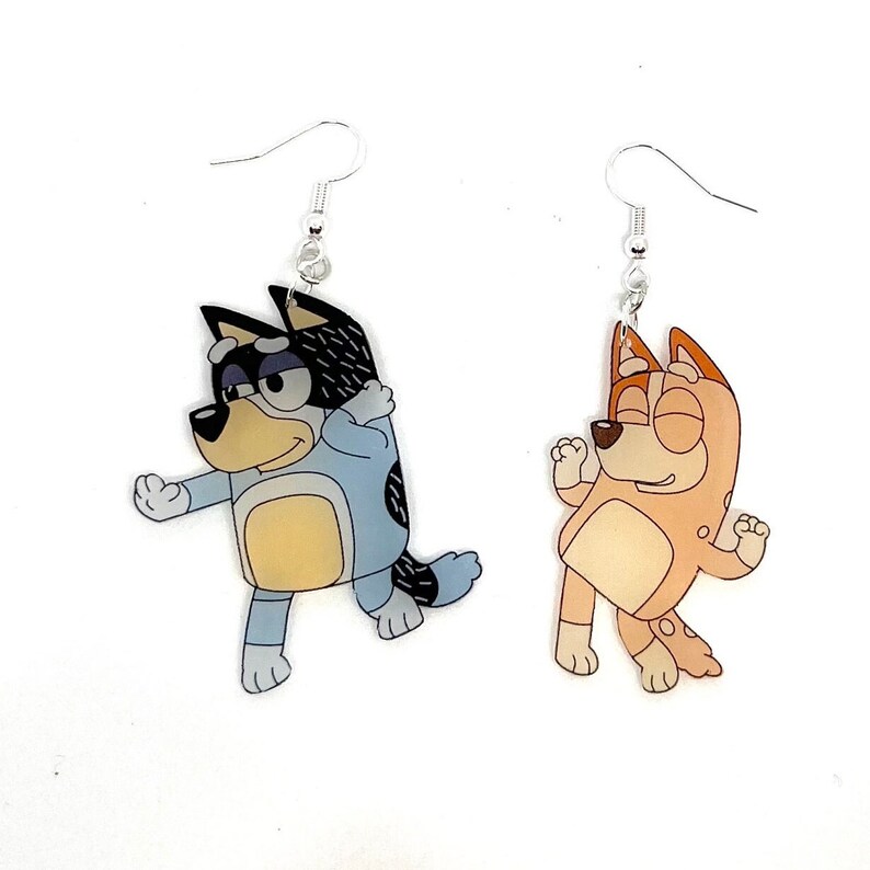 Bluey Inspired Dangle Earrings / Bluey Jewelry / Bandit & - Etsy