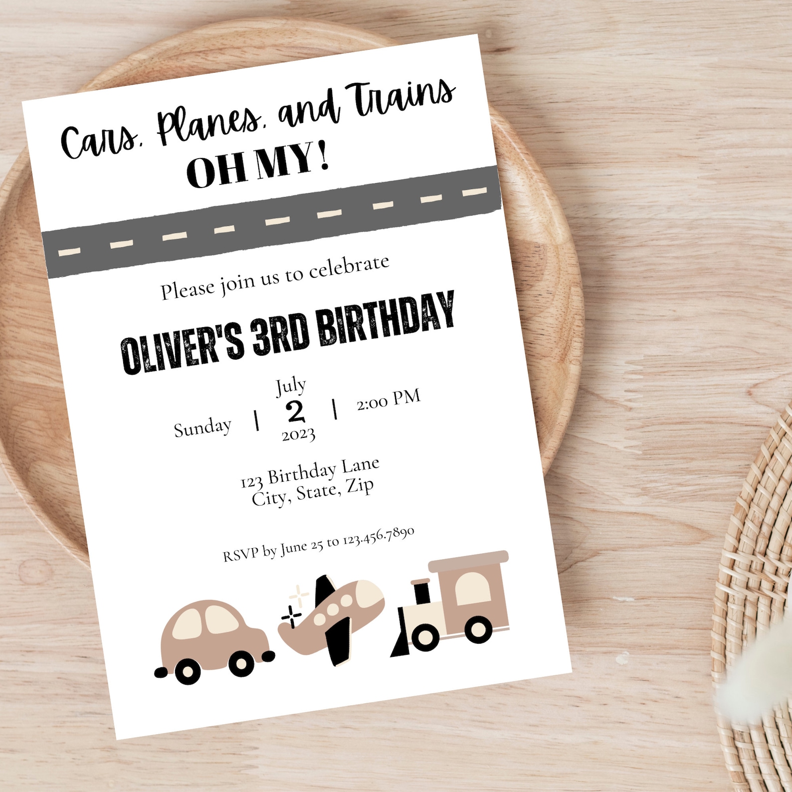 Kid Birthday Invitation Template Vehicle Birthday Invitation Cars ...