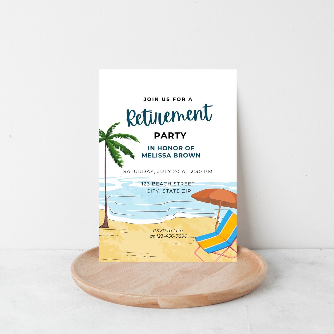 Retirement Party Invitation Template | Beach Relaxation Invite ...