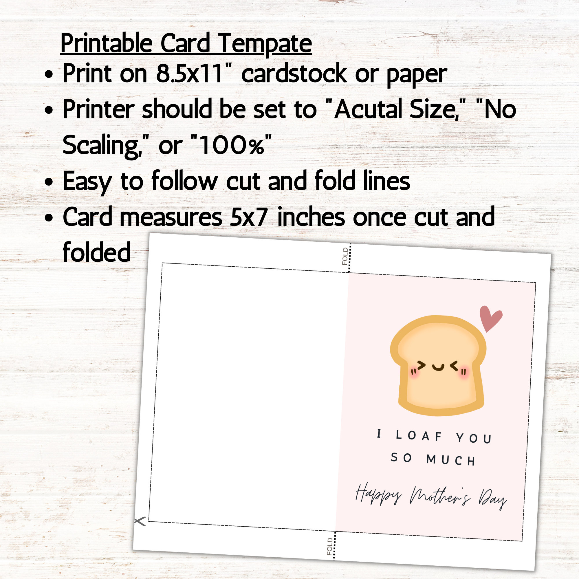 Printable Mother's Day Card I Loaf You Pun Instant Digital Download ...