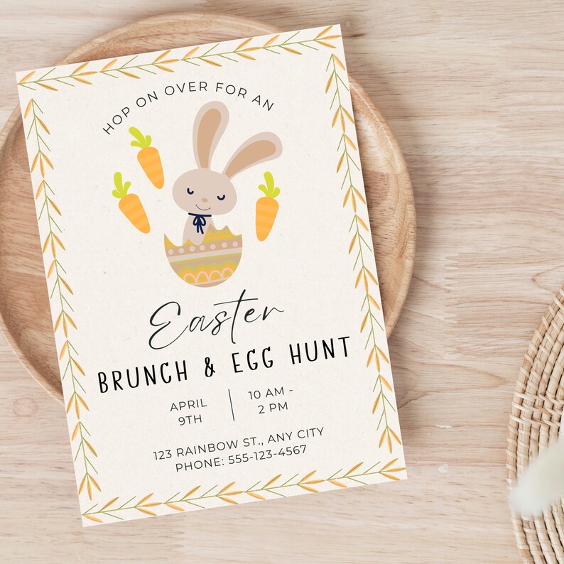 Easter Invitation Template Easter Brunch & Egg Hunt Invitation Easter ...
