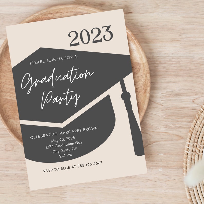 Graduation Invitation Template | Graduation Cap Printable Invitation ...