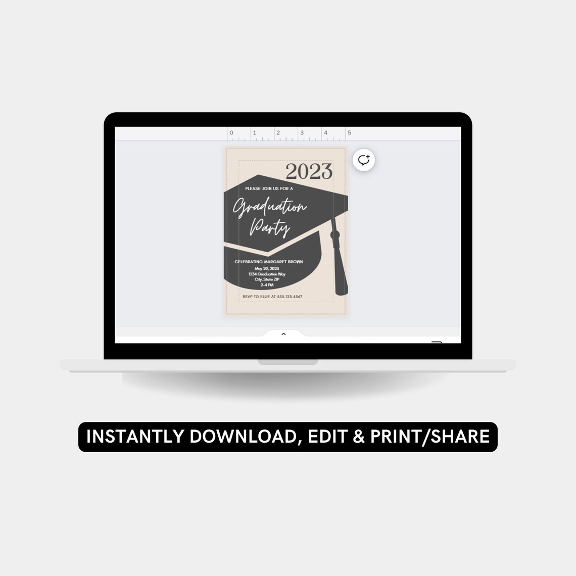 Graduation Invitation Template | Graduation Cap Printable Invitation ...