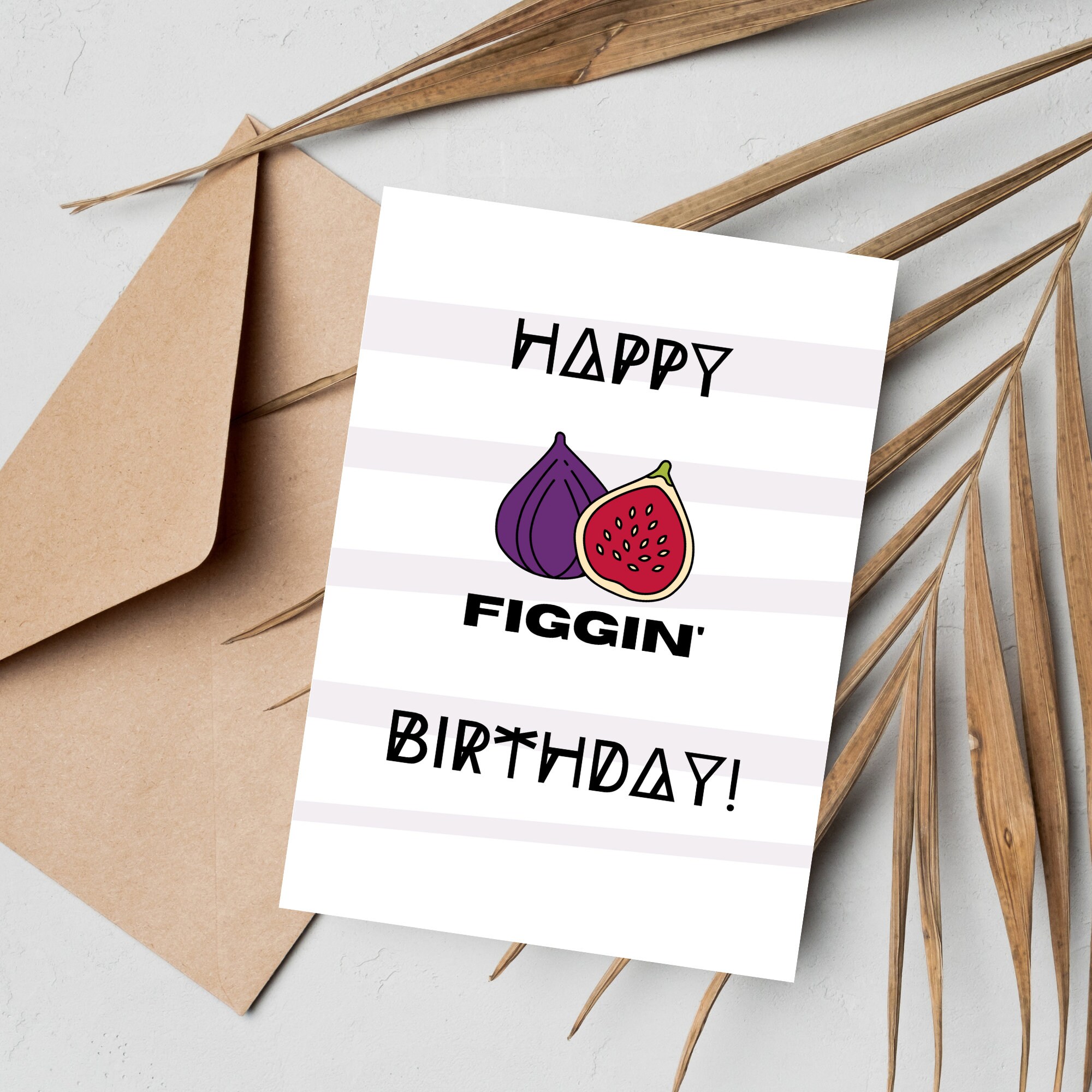Happy Figgin' Birthday Card Printable Birthday Card Fig Pun Greeting Card Purple Figs Instant ...