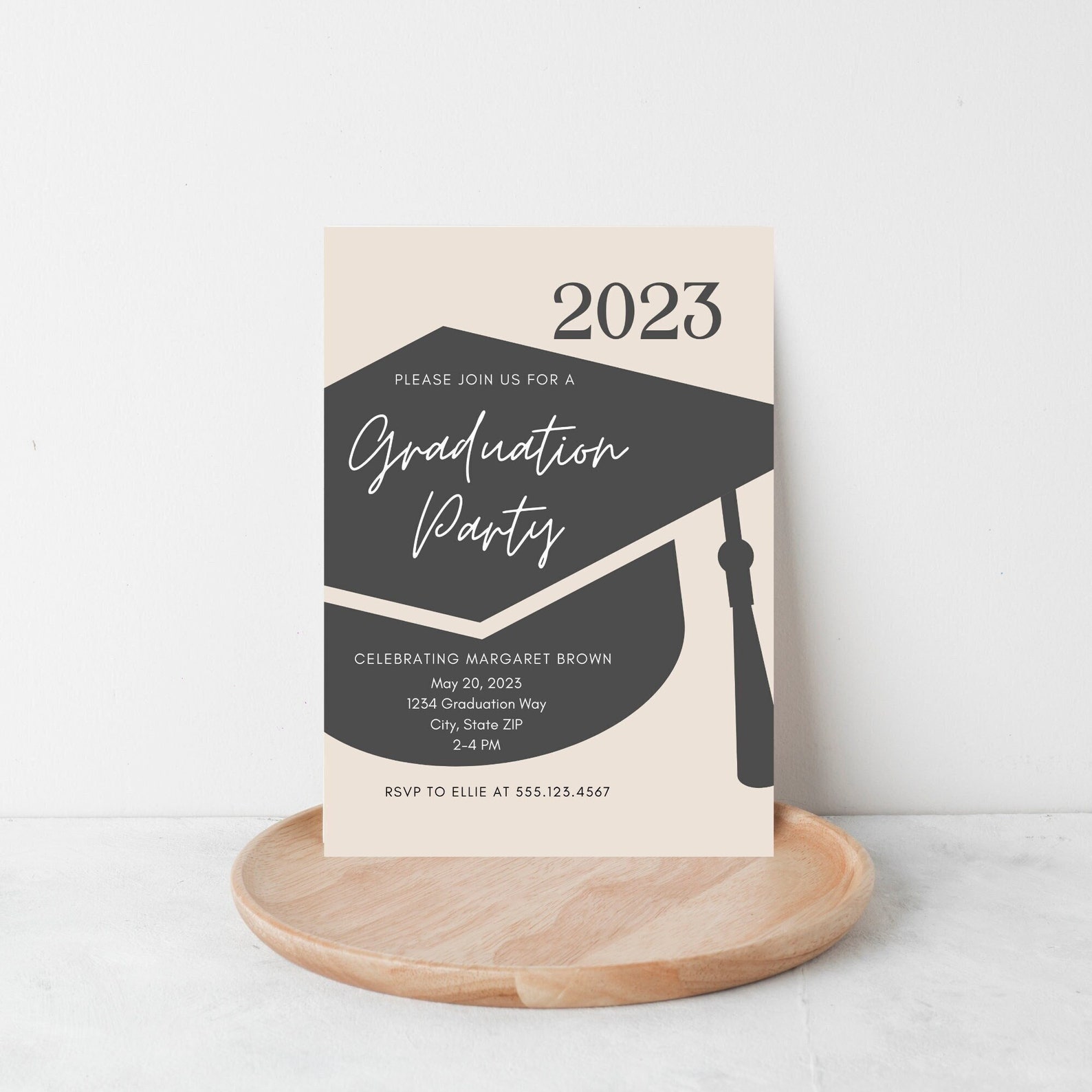 Graduation Invitation Template | Graduation Cap Printable Invitation ...