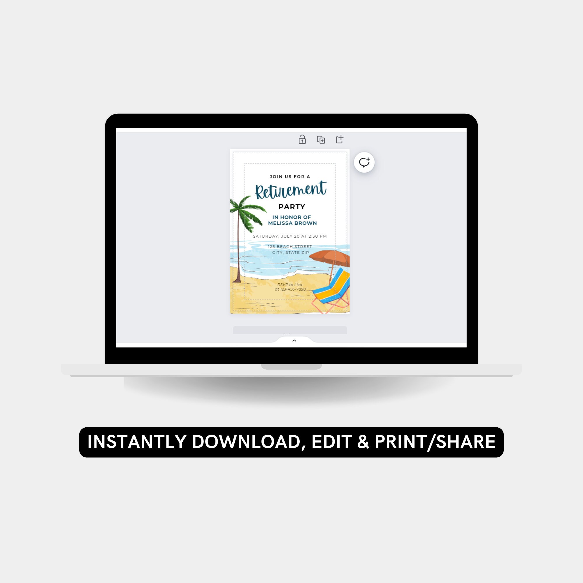 Retirement Party Invitation Template | Beach Relaxation Invite ...