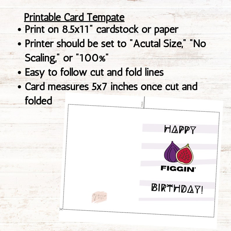 Happy Figgin' Birthday Card Printable Birthday Card Fig Pun Greeting ...
