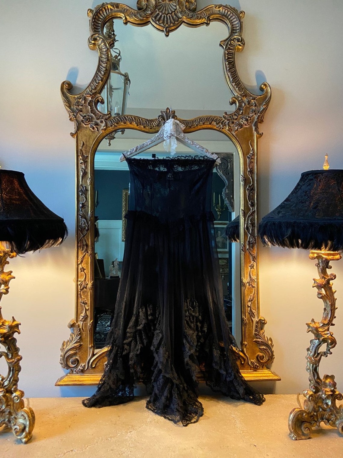Witchy Woman Black Lace Vintage Gown - Etsy